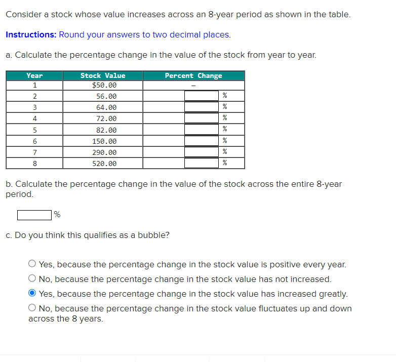 Solved Consider a stock whose value increases across an | Chegg.com