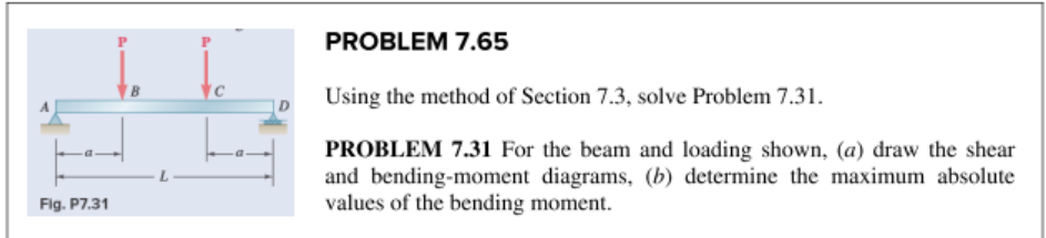 Solved PROBLEM 7.65 Using the method of Section 7.3, solve | Chegg.com