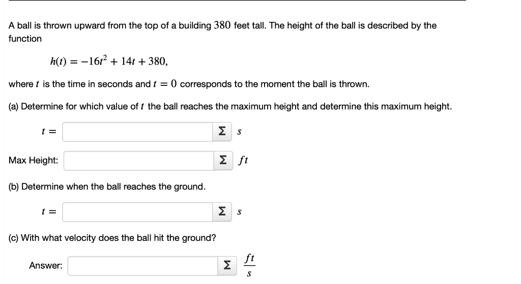 Solved A ball is thrown upward from the top of a building | Chegg.com