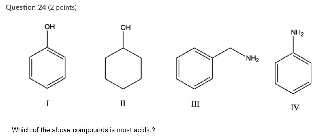 Solved Question 24 (2 points) OH OH NH2 oooo NH2 III Which | Chegg.com