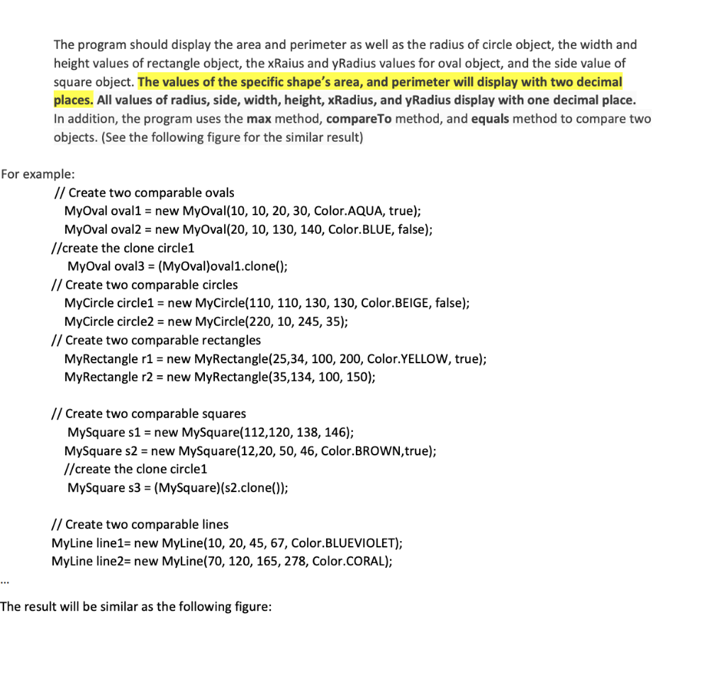9. MyOval class (5 pts) - extends MyBoundedShape | Chegg.com