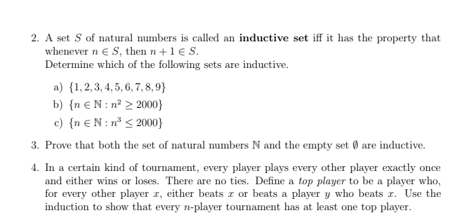 Solved 2. A set S of natural numbers is called an inductive | Chegg.com