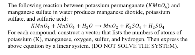 Solved The following reaction between potassium permanganate | Chegg.com