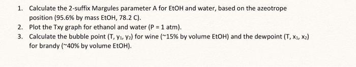 Solved 1. Calculate the 2-suffix Margules parameter A for | Chegg.com