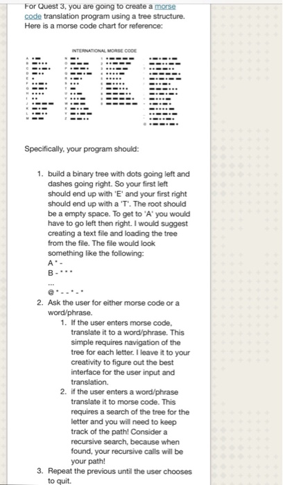 Solved For Quest 3, you are going to create a morse code | Chegg.com