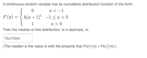 Solved A continuous random variable has its cumulative | Chegg.com