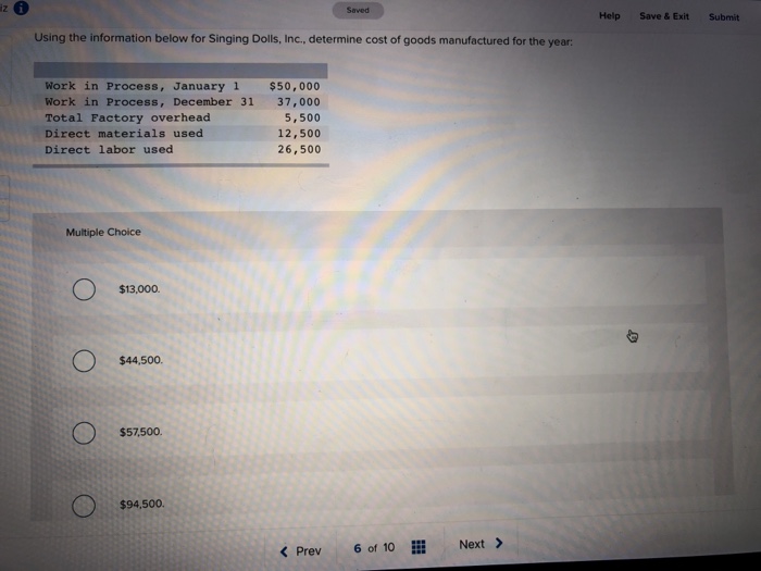 Solved z 6 Saved Help Save& Exit Submit Using the | Chegg.com