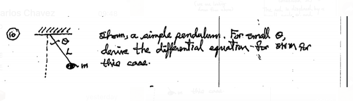 Solved arlos Chavez shown, a simple pendulum. For small o, | Chegg.com