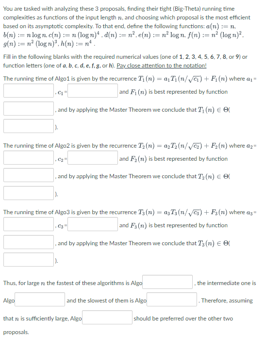 Solved Three algorithms Algo1, Algo2, and Algo3, have been | Chegg.com