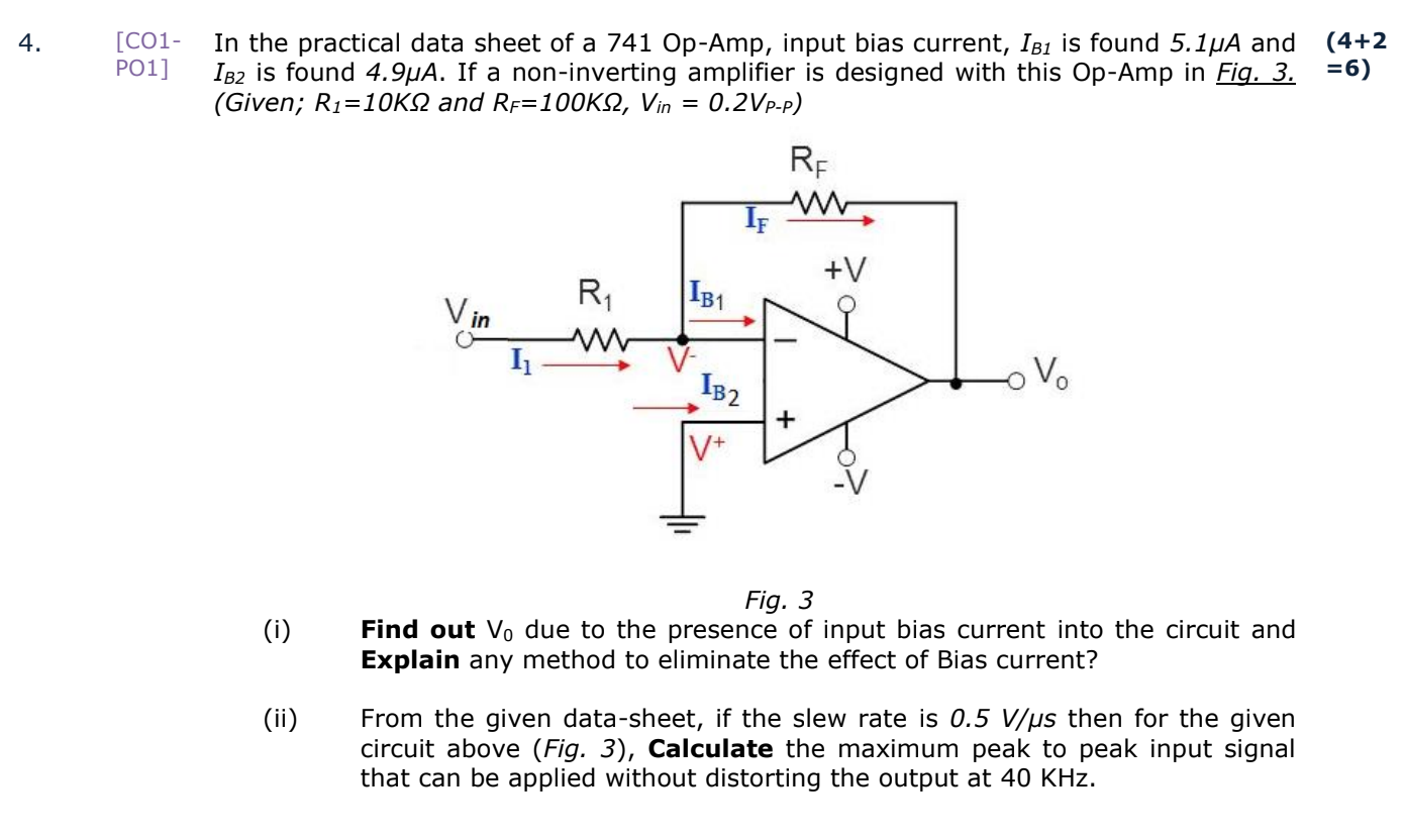 Solved 4. [CO1- P01] In the practical data sheet of a 741 | Chegg.com