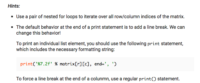 Solved Write the function print_matrix(m, label), that takes | Chegg.com