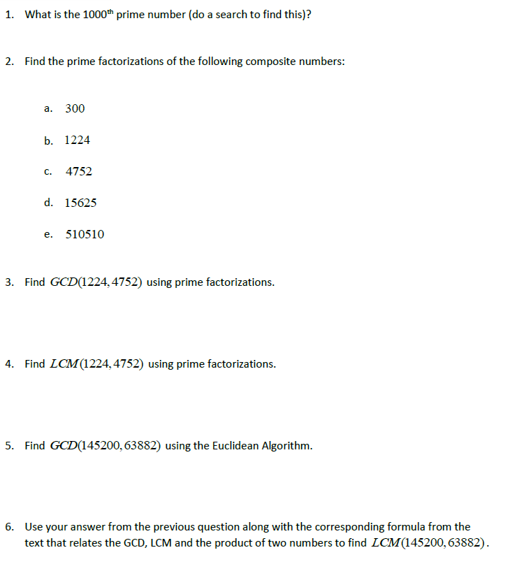 Solved 1. What is the 1000th prime number (do a search to | Chegg.com