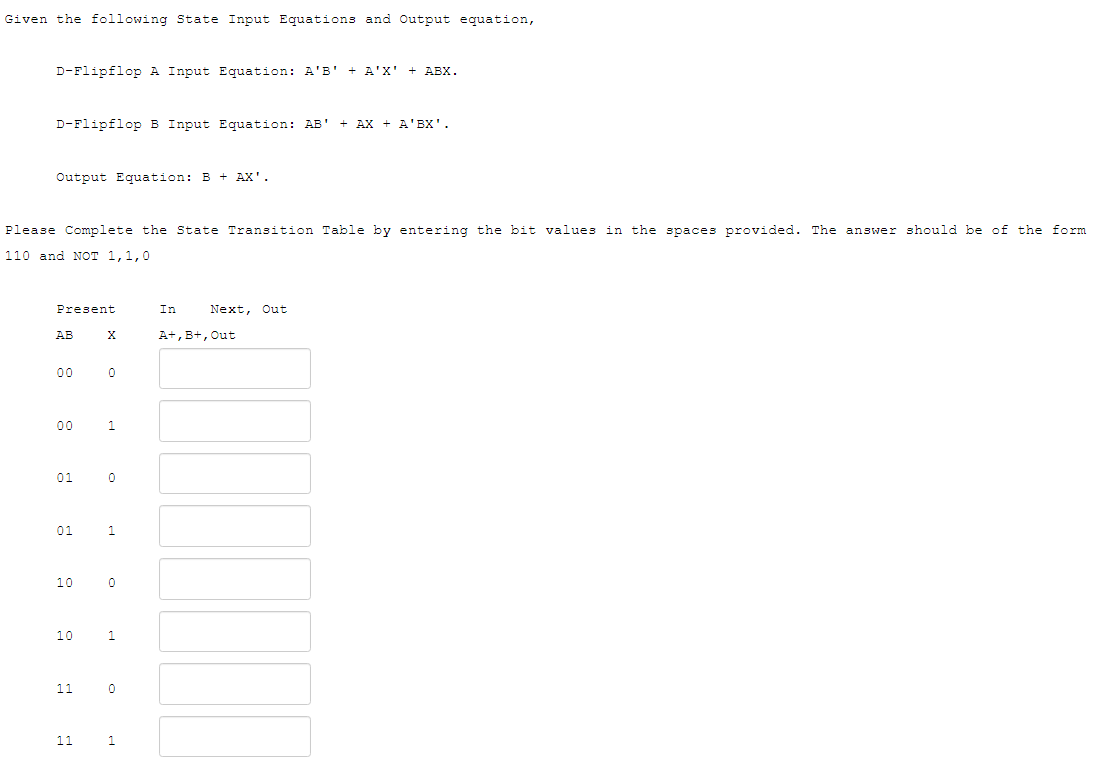 Solved Given the following State Input Equations and Output | Chegg.com