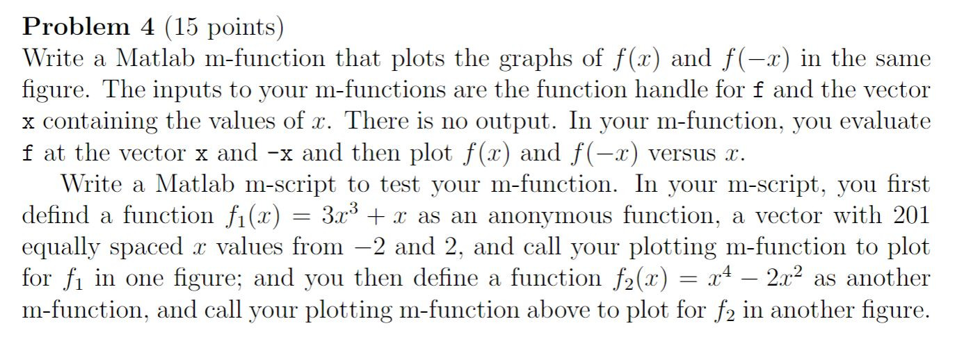 Solved Write a Matlab m-function that plots the graphs of | Chegg.com