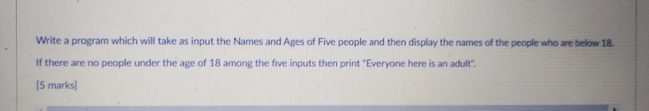 Solved Write a program which will take as input the Names | Chegg.com