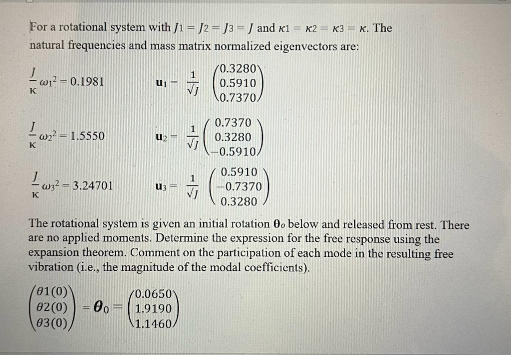 Solved For a rotational system with J1=J2=J3=J and | Chegg.com