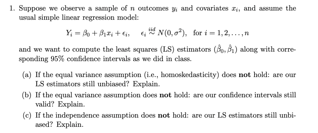 [Solved]: 1. Suppose we observe a sample of n outcomes y,