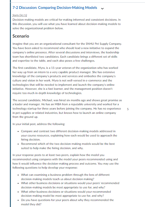 Solved Decision-making models are critical for making | Chegg.com