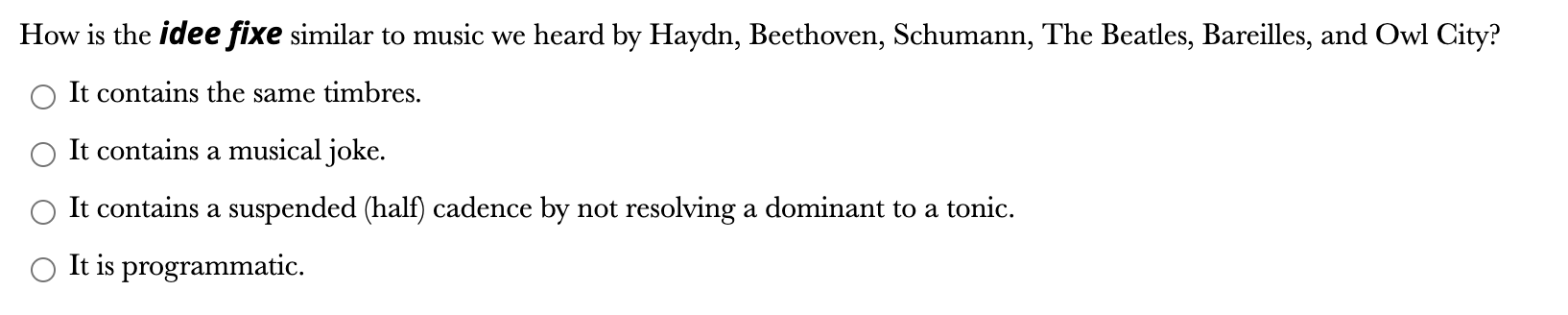 Solved How is the idee fixe similar to music we heard by | Chegg.com