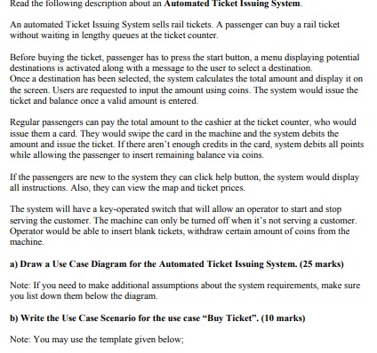 Solved Read the following description about an Automated | Chegg.com