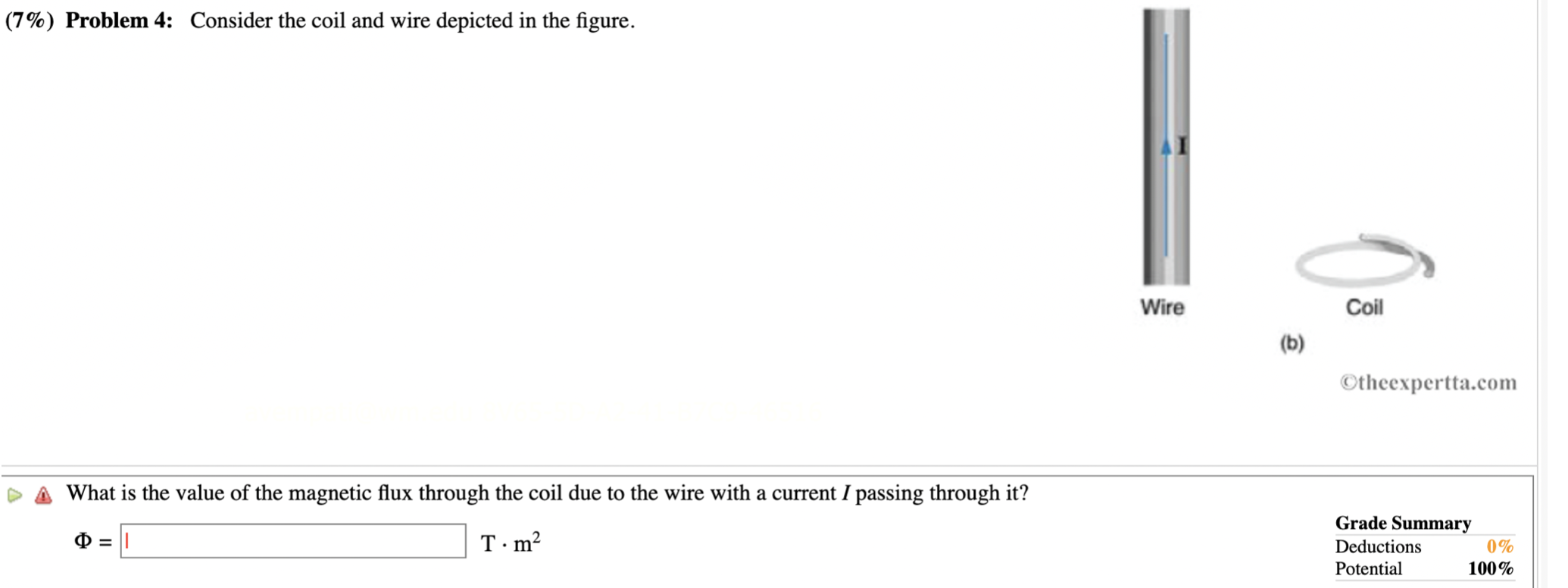 Solved (7\%) Problem 4: Consider the coil and wire depicted | Chegg.com Solved (7\%) Problem 4: Consider the coil and wire depicted | Chegg.com