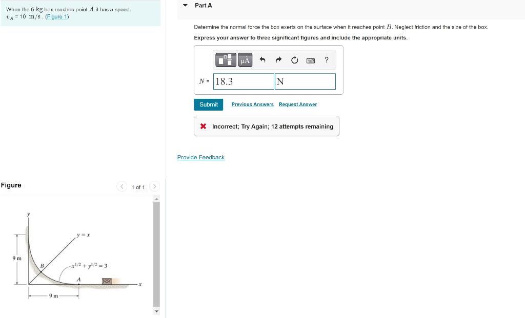 Solved When the 6−kg box reeches point A it has a speed | Chegg.com