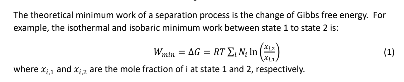 The theoretical minimum work of a separation process | Chegg.com
