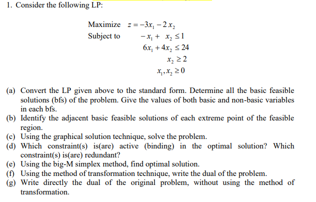 Solved 1. Consider the following LP: Maximize Subject to | Chegg.com
