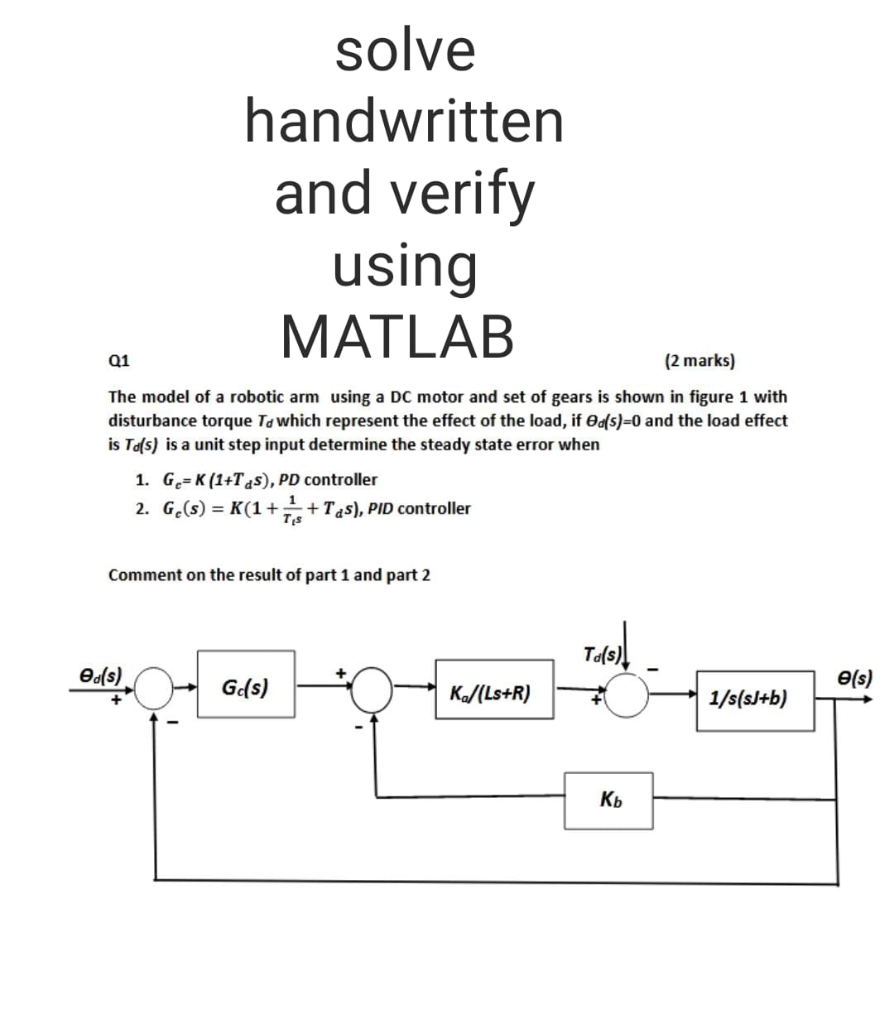 Solved solve handwritten and verify using MATLAB Q1 (2 | Chegg.com