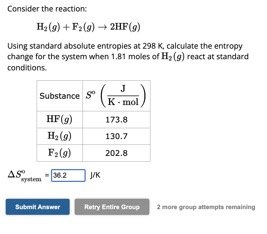 Solved Consider the reaction:H2(g)+F2(g)→2HF(g)Using | Chegg.com