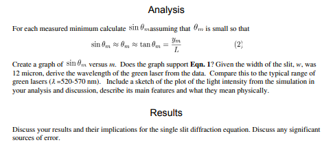 Solved Experiment 1: Single-Slit Diffraction In this | Chegg.com