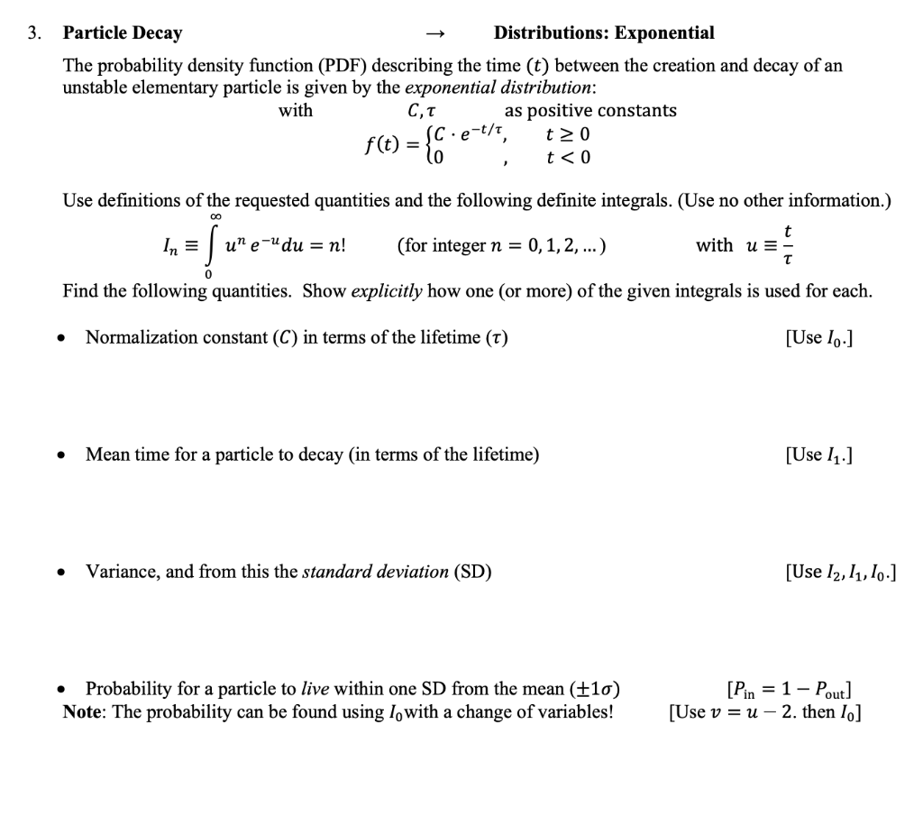 Solved Particle Decay → Distributions: Exponential The | Chegg.com