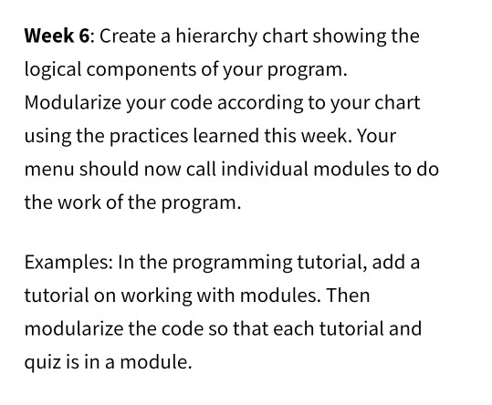 Solved Week 6: Create a hierarchy chart showing the logical | Chegg.com