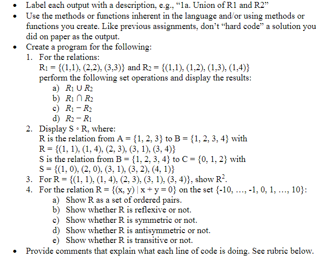 Solved - Label each output with a description, e.g., " 1a. | Chegg.com