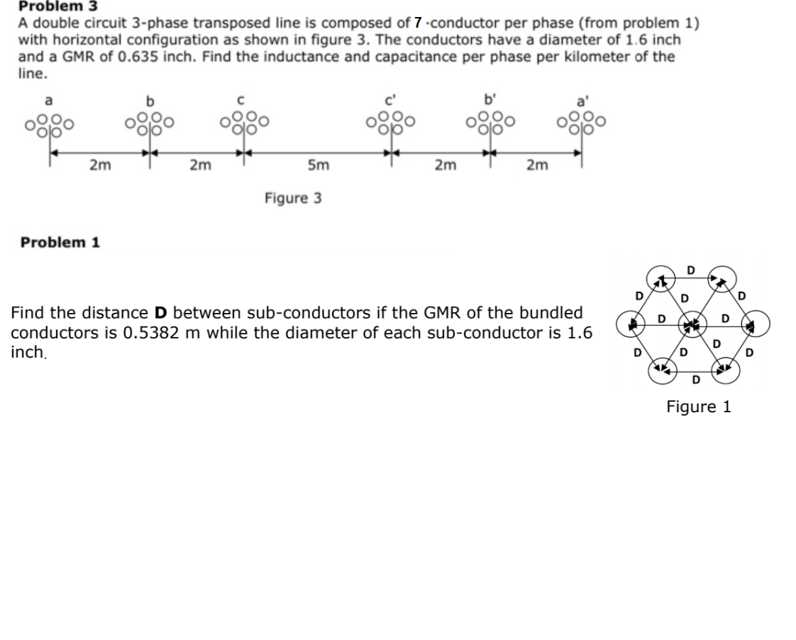 Solved Problem 3 A double circuit 3-phase transposed line is | Chegg.com