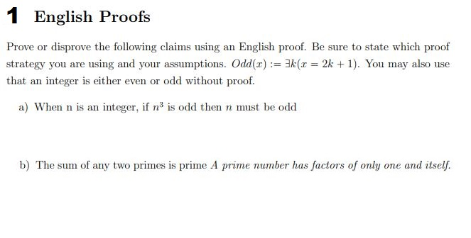 Solved 1 English Proofs Prove or disprove the following | Chegg.com