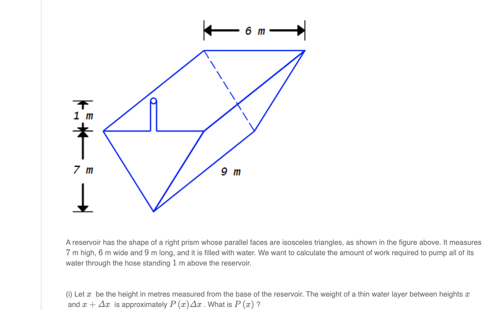 Solved 6 m- 1 1 m 7 m 9 m A reservoir has the shape of a | Chegg.com
