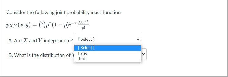 Solved Consider the following joint probability mass | Chegg.com