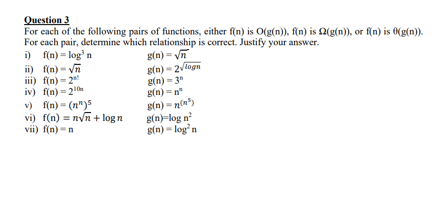 Solved Question 3 For each of the following pairs of | Chegg.com