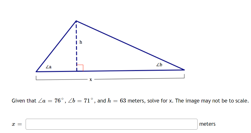 Solved 1 1 I h 1 Zb Za Given that Za = 76°, Zb = 71°, and h | Chegg.com