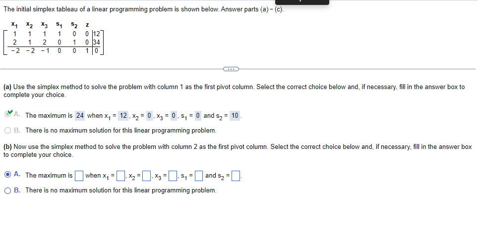 Solved The initial simplex tableau of a linear programming | Chegg.com