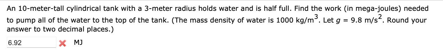Solved An 10-meter-tall cylindrical tank with a 3-meter | Chegg.com
