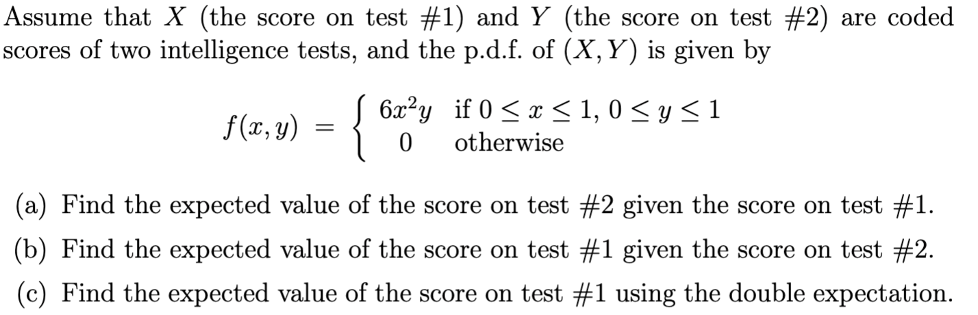 Solved Assume that X (the score on test #1) and Y (the score | Chegg.com
