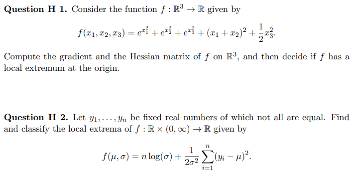 Solved Question H 1. ﻿Consider the function f:R3→R ﻿given | Chegg.com