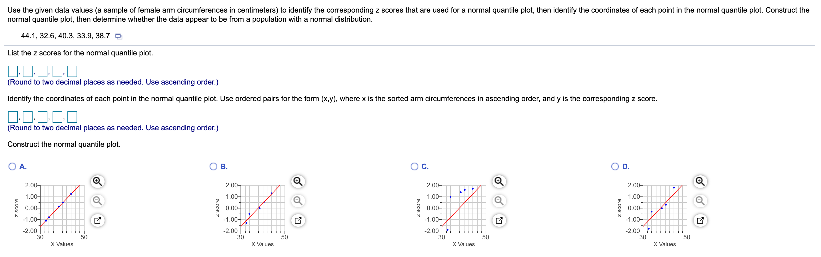 Solved Use the given data values (a sample of female arm | Chegg.com