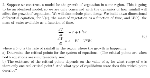 Solved 2. Suppose we construct a model for the growth of | Chegg.com