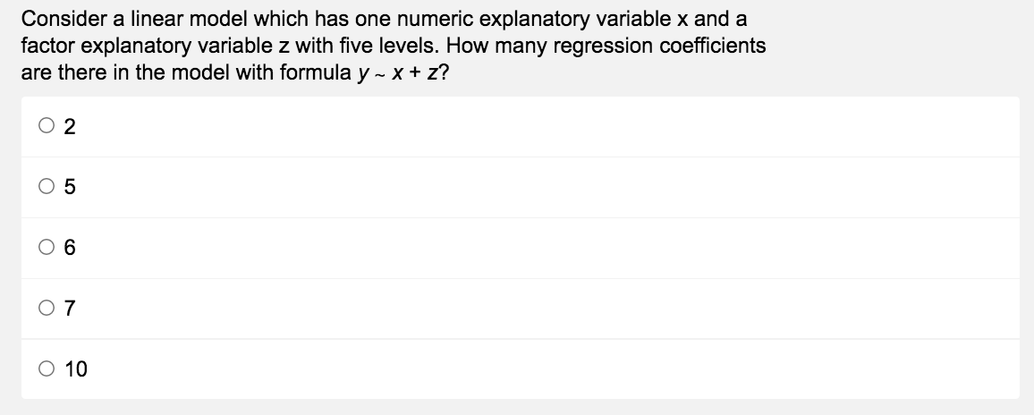 Solved Consider a linear model which has one numeric | Chegg.com