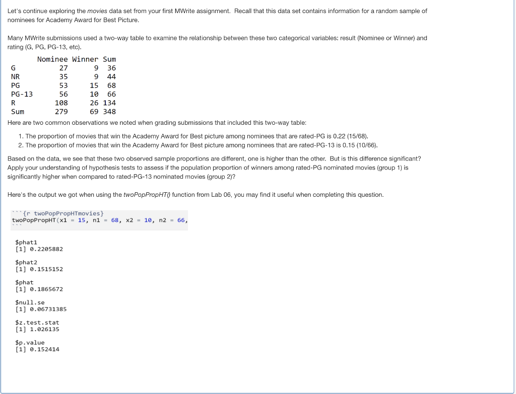 Solved Let's continue exploring the movies data set from | Chegg.com