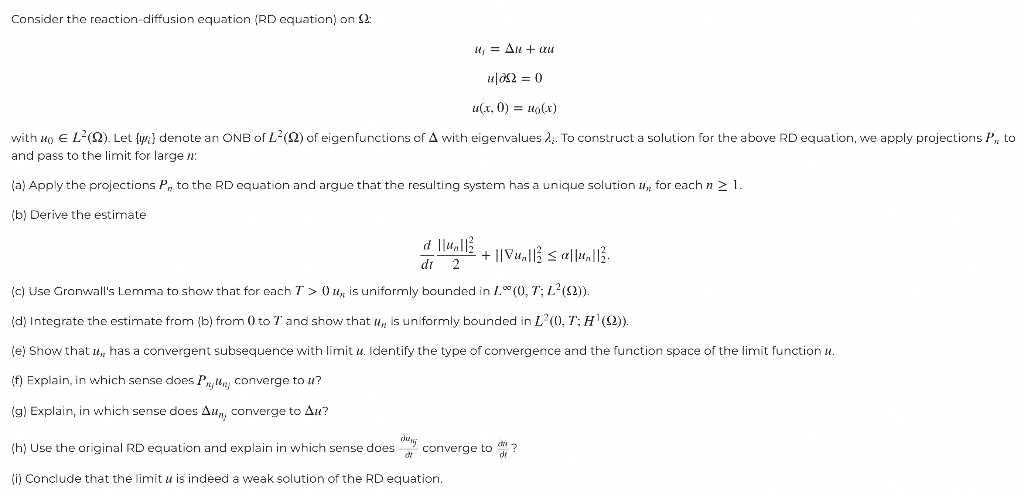 Solved Consider the reaction-diffusion equation (RD | Chegg.com