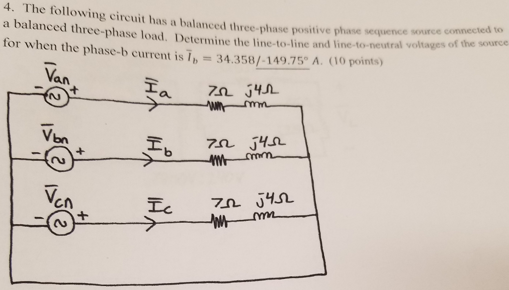 Solved 4. The following circuit has a balanced three-phase | Chegg.com